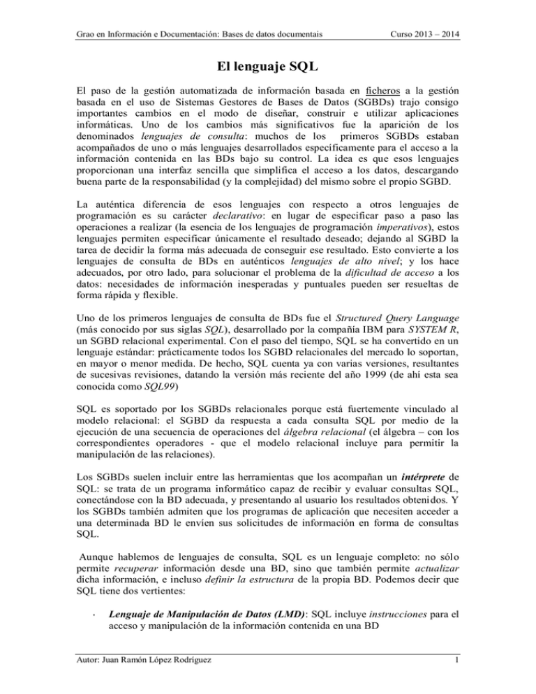El lenguaje SQL
