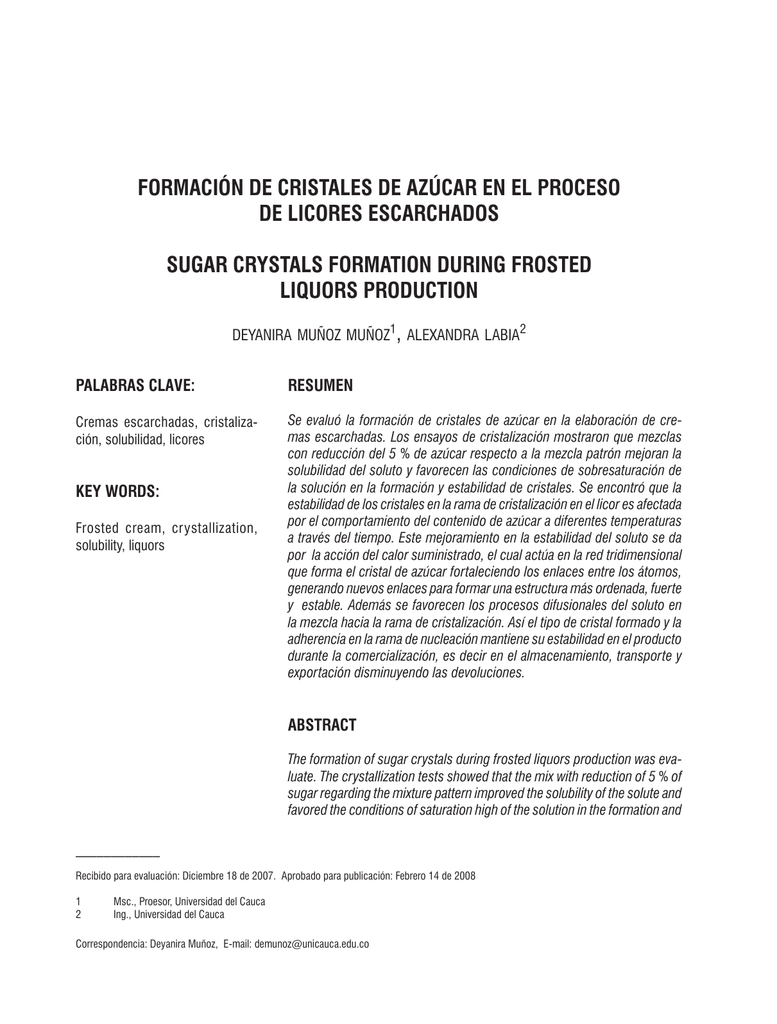FORMACIóN DE CRISTALES DE AzÚCAR EN EL PROCESO DE