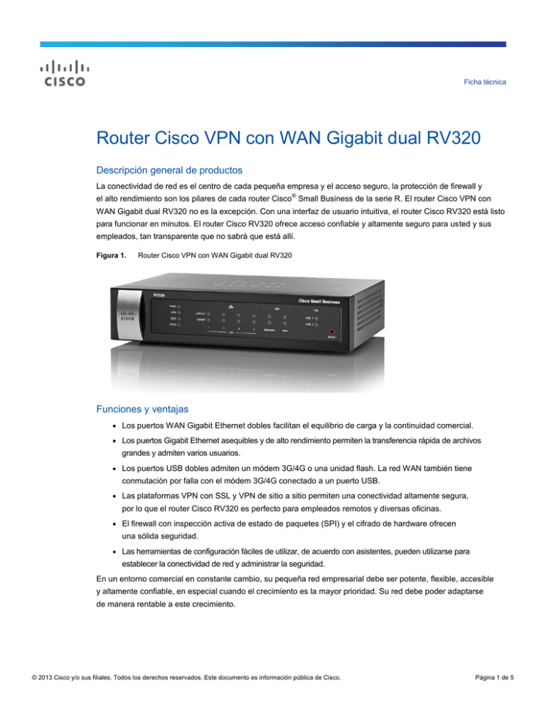 Cisco RV320 Dual Gigabit WAN VPN Router Data Sheet (LATAM