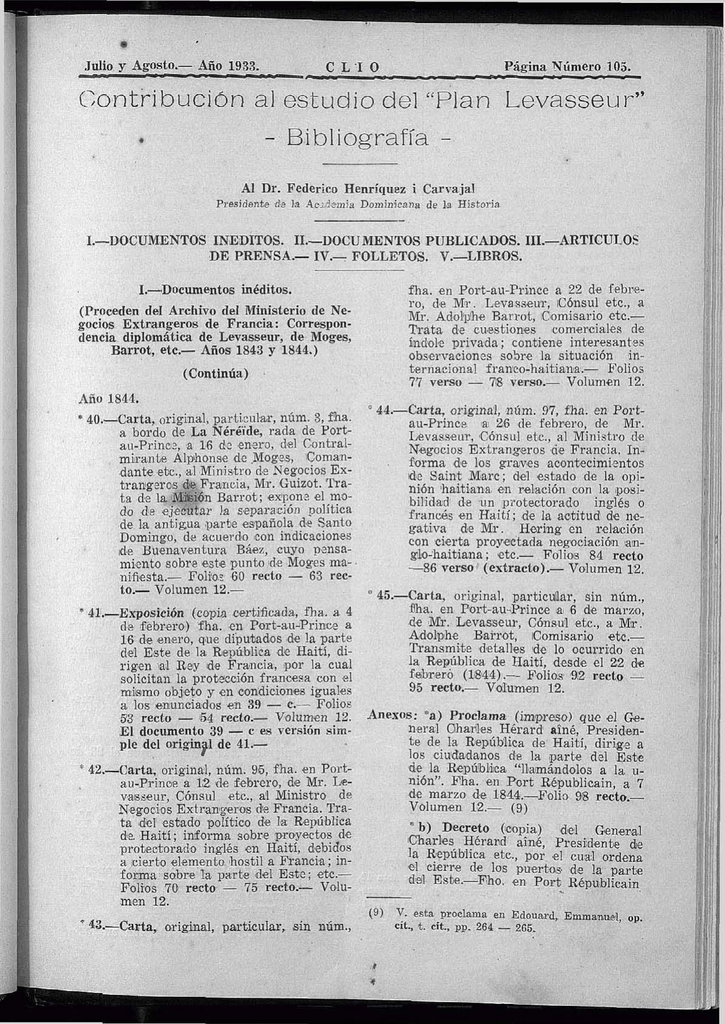 Contribución al estudio del “Plan Levasseur”