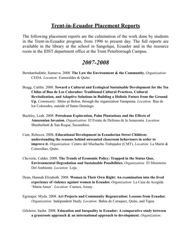 Student Placement Reports