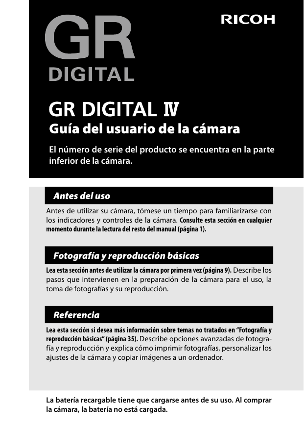 GR DIGITAL IV Camera User Guide