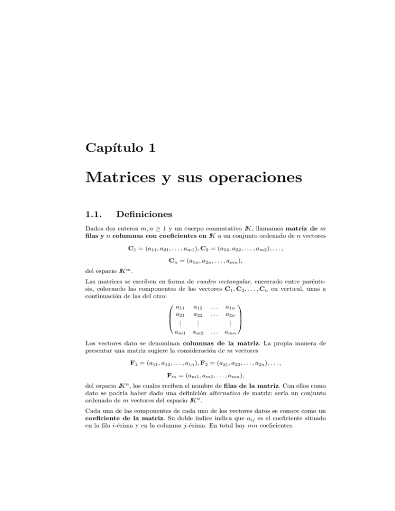 Matrices y sus operaciones