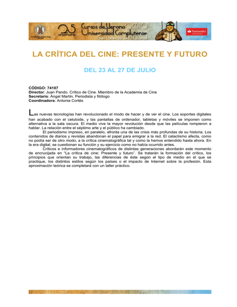 LA CRÍTICA DEL CINE: PRESENTE Y FUTURO