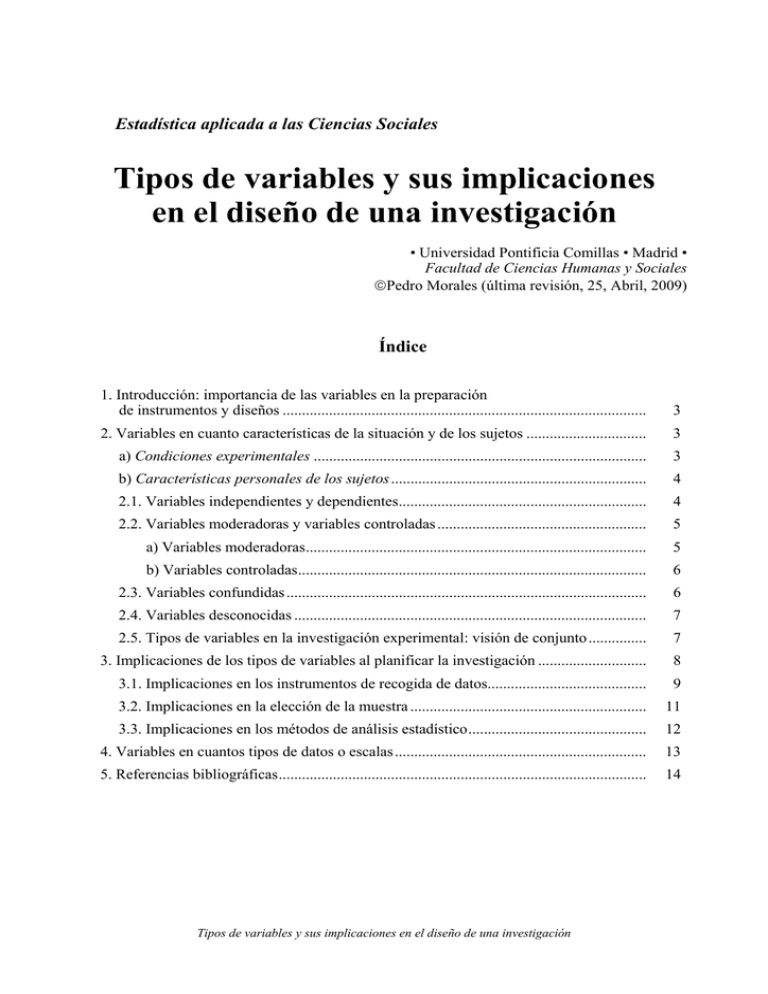 Tipos de variables y sus implicaciones en el diseño de una