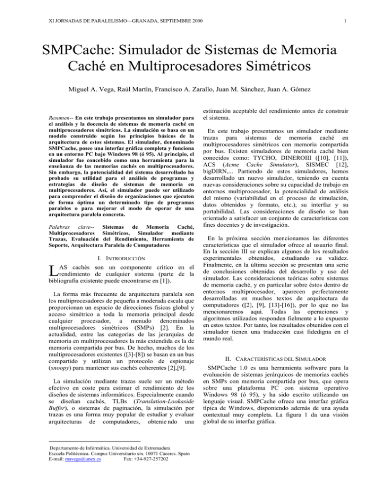 SMPCache: Simulador de Sistemas de Memoria Caché en