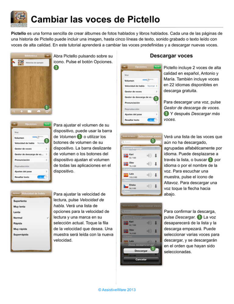 Cambiar las voces de Pictello
