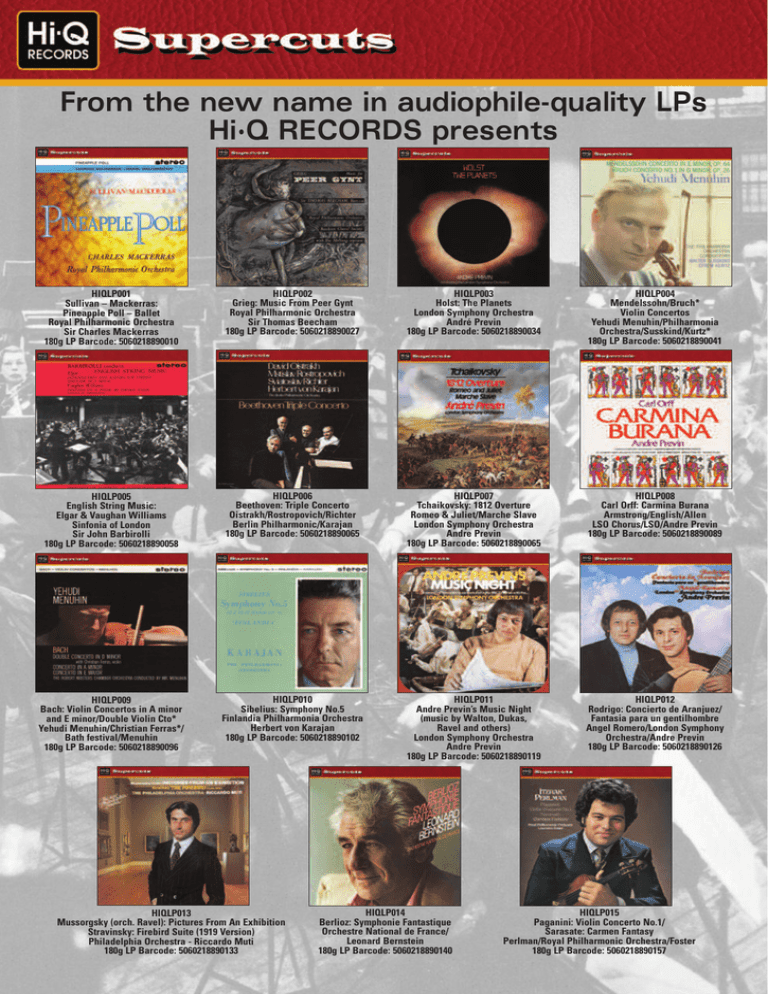 From the new name in audiophile-quality LPs Hi