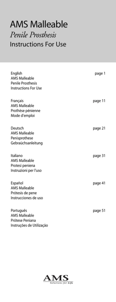 AMS Malleable Penile Prosthesis - AMS Labeling Reference Library