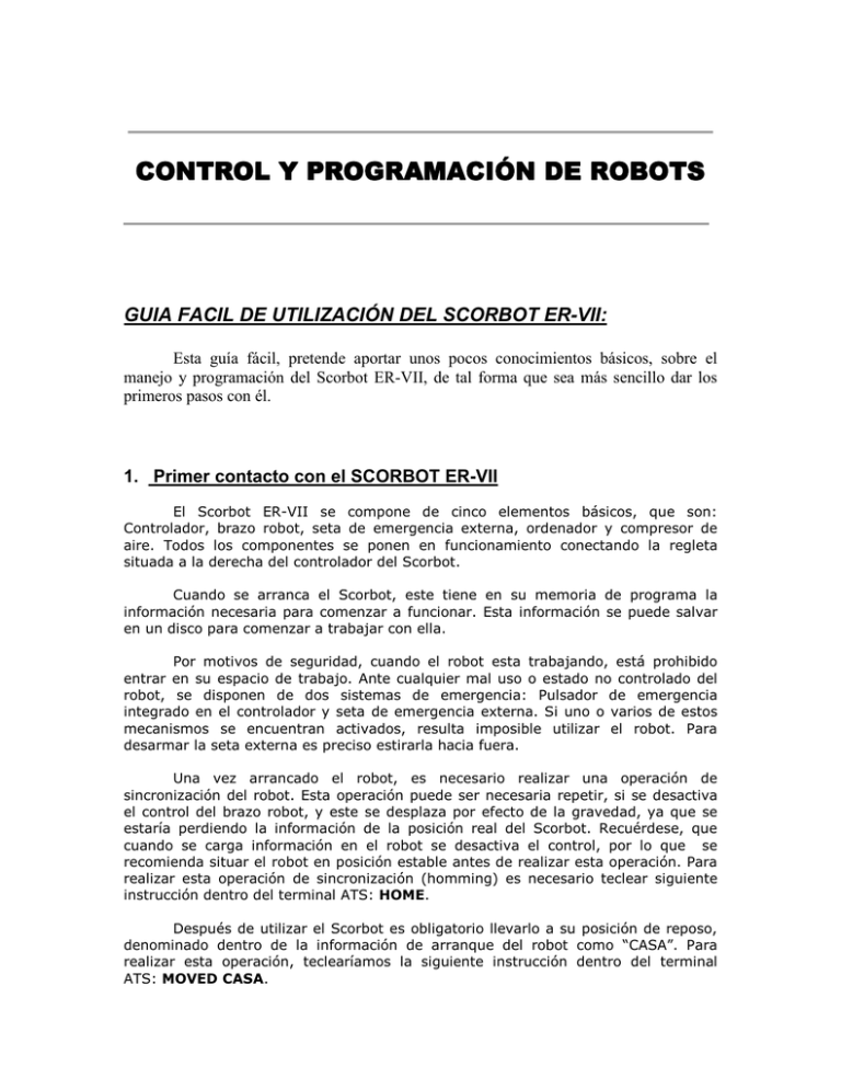 CONTROL Y PROGRAMACIÓN DE ROBOTS