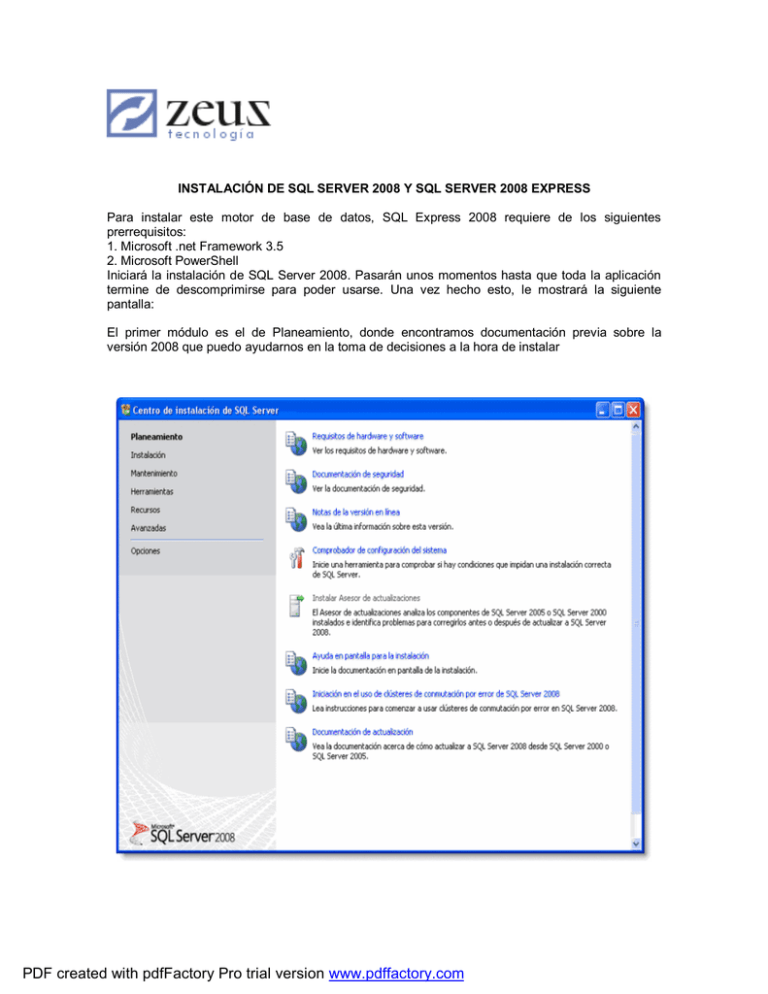Manual de Instalación SQL 2008 Y SQL 2008