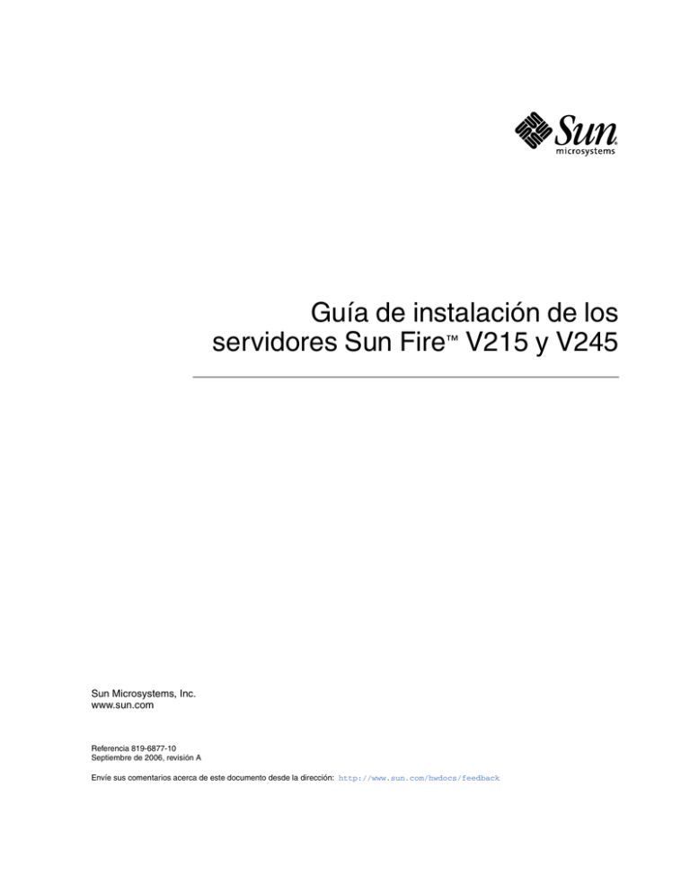 Guía de instalación de los servidores Sun Fire V215 y V245