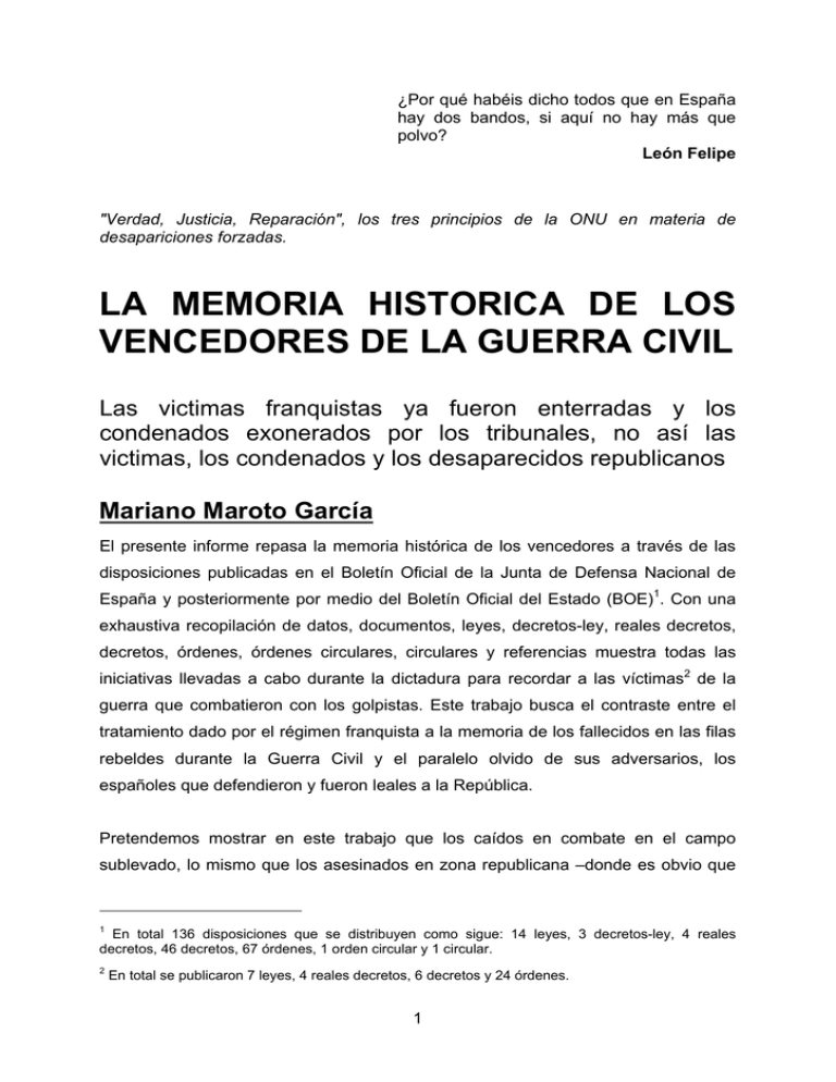 la memoria historica de los vencedores de la guerra civil