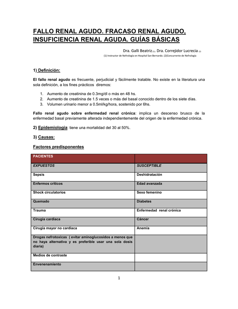 fallo renal agudo. fracaso renal agudo, insuficiencia renal aguda