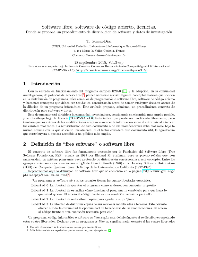 Software libre, software de código abierto, licencias.