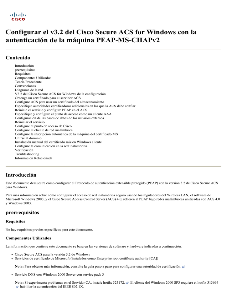 Configurar el v3.2 del Cisco Secure ACS for Windows con la