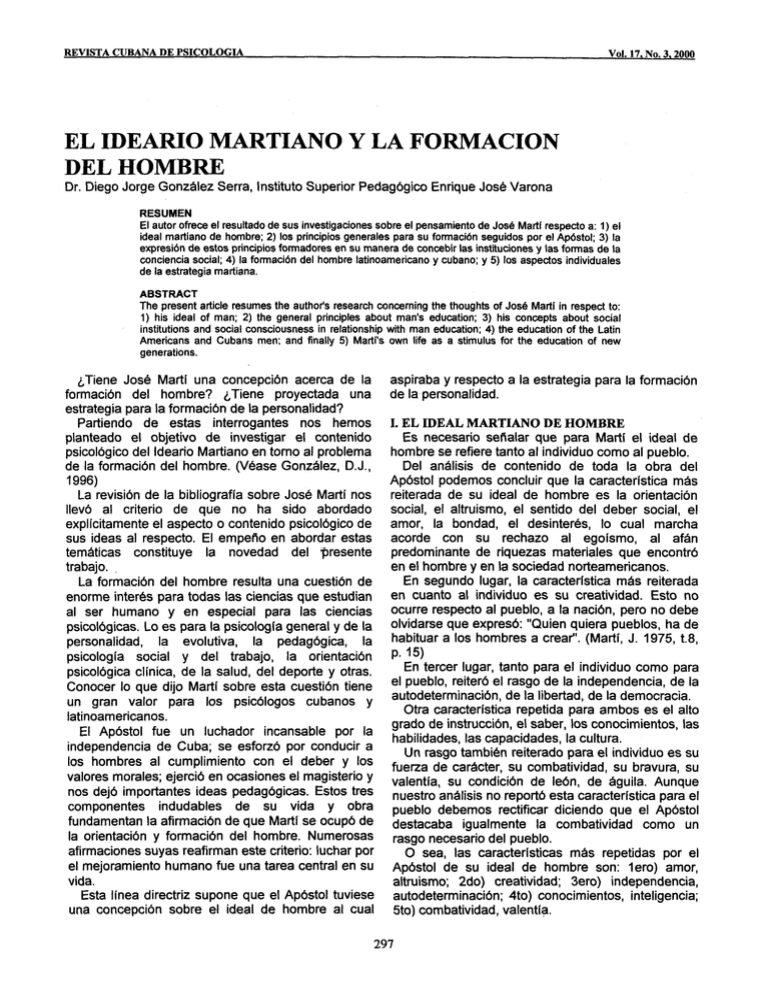 el ideario martiano y la formación del hombre