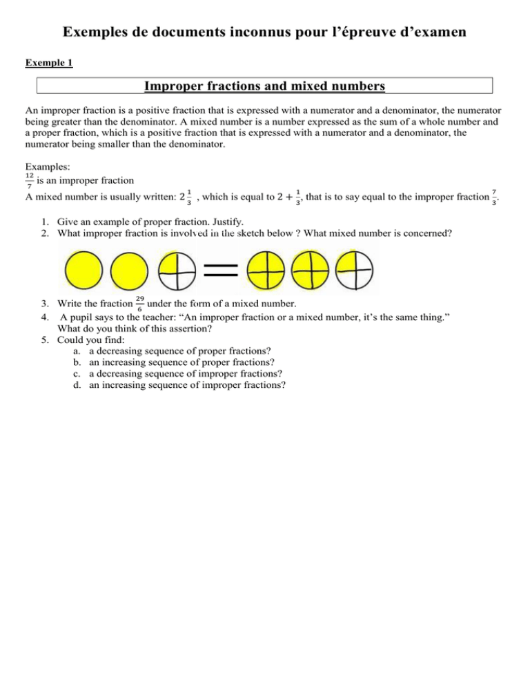 Improper Fractions And Mixed Numbers Improper Fractions And Mixed Numbers