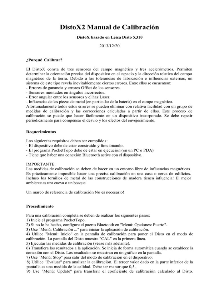 DistoX2 Manual de Calibración