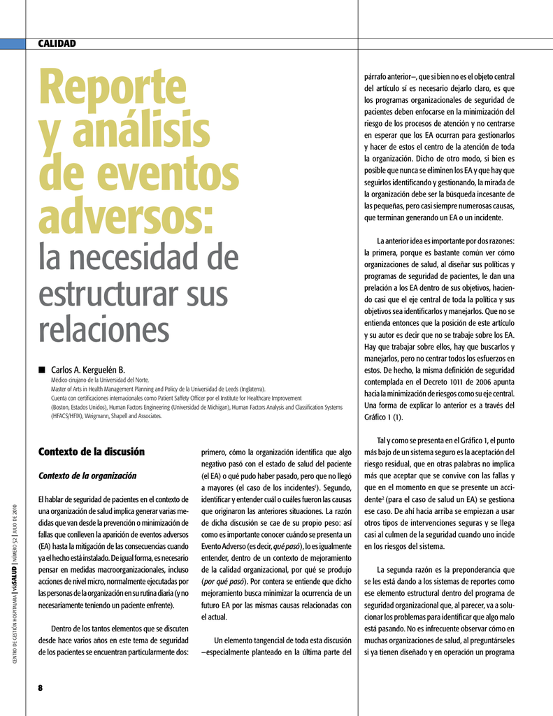 Reporte y análisis de eventos adversos