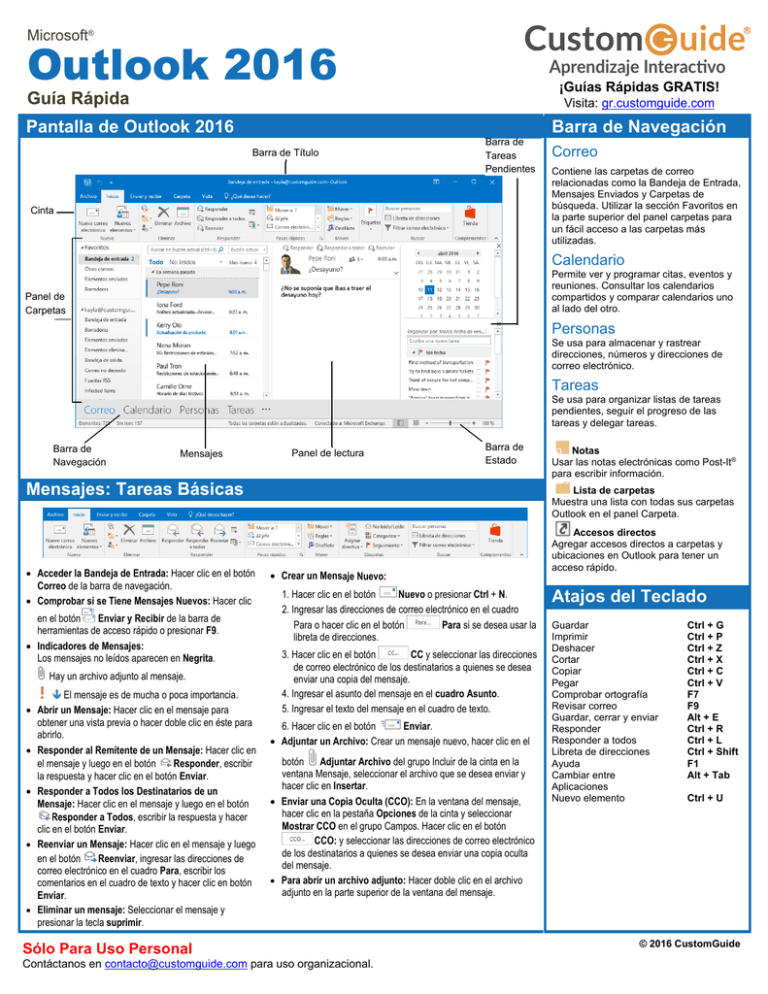 Microsoft Outlook 2016 - Guía Rápida