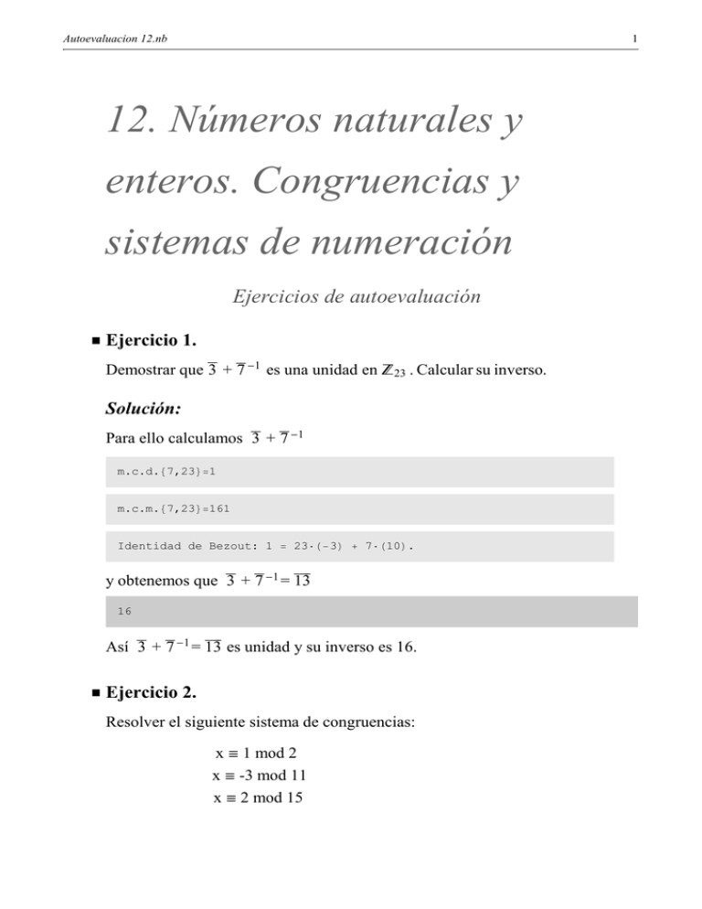Ejercicios de autoevaluación