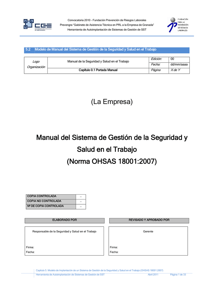 Manual del Sistema de Gestión de la Seguridad y Salud en el Trabajo