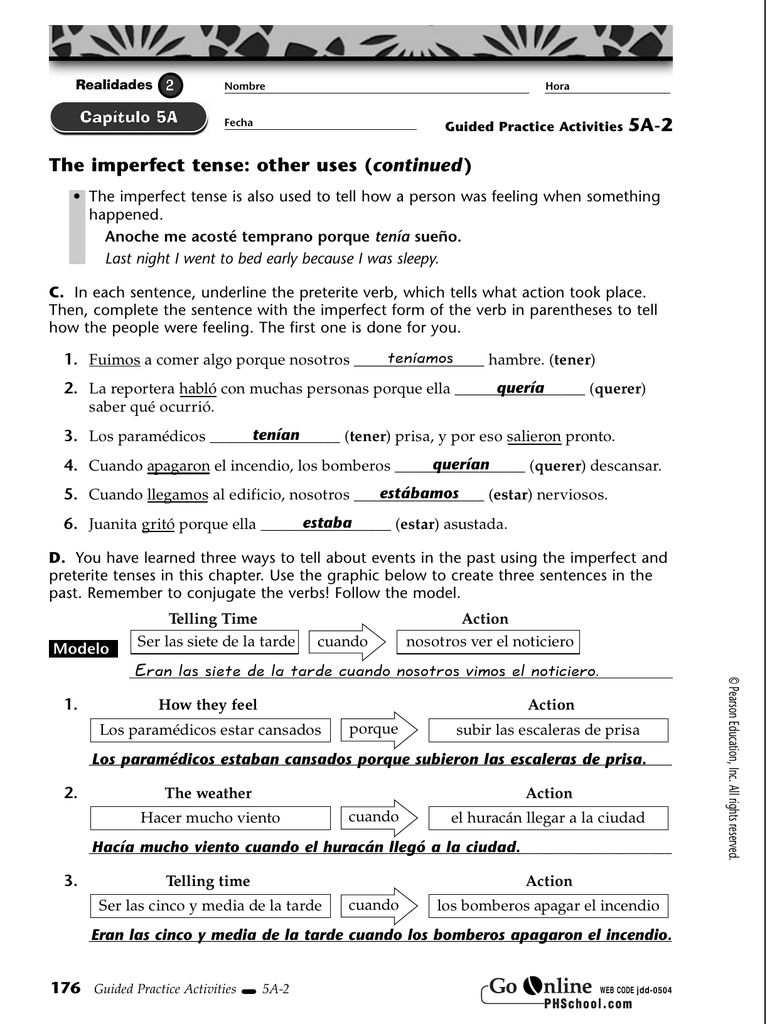 Realidades 5A Answer Key Realidades 2 Capitulo 4b Answers