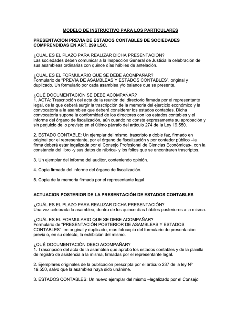 40. modelo de instructivo para los particulares
