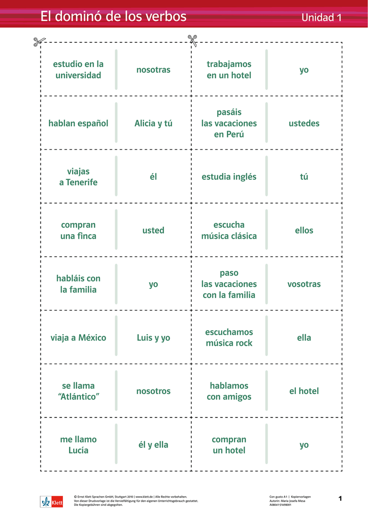 El dominó de los verbos