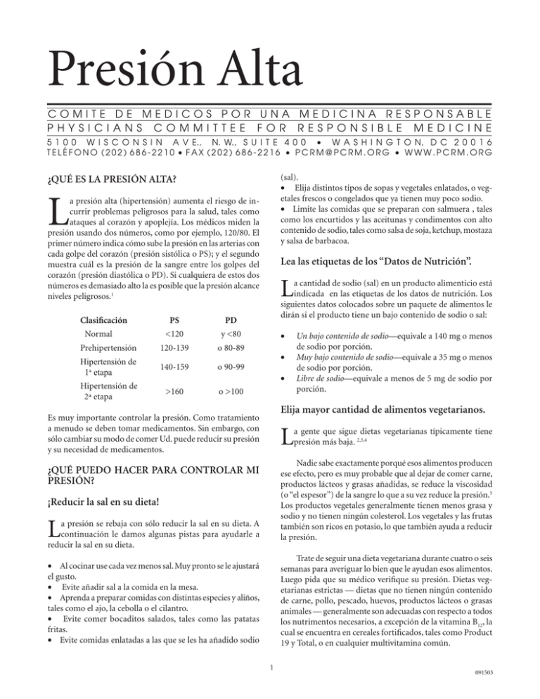 Presion Alta -- High Blood Pressure Spanish version.indd