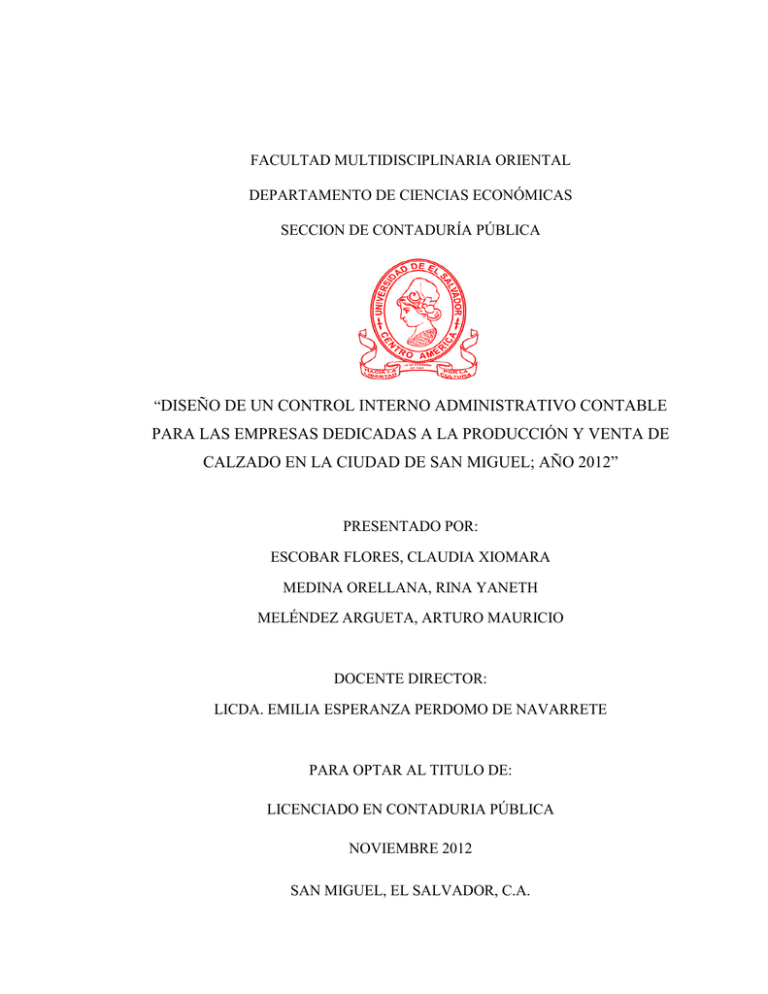 “DISEÑO DE UN CONTROL INTERNO ADMINISTRATIVO