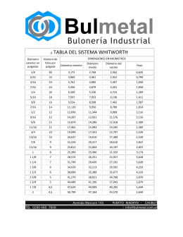 ROSCA WHITWORTH (BSW) ROSCA UNC ROSCA SAE (UNF