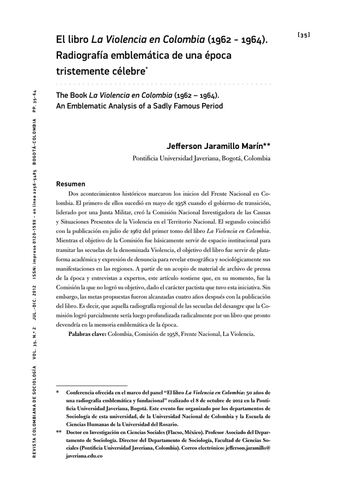 El libro La Violencia en Colombia (1962 - 1964).