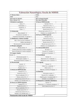 Escala NIHSS: National institute of Health Stroke Scale. Fechas/hora: