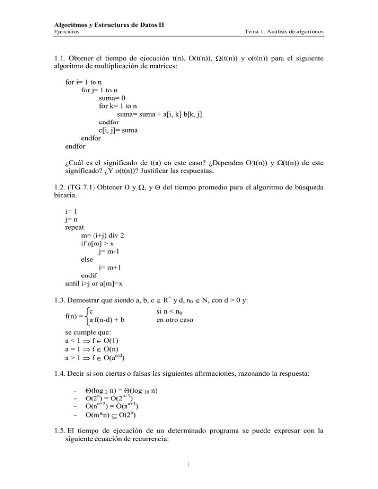 Algoritmos y Estructuras de Datos II Ejercicios
