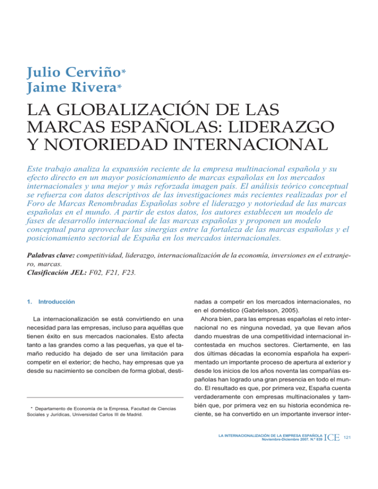 la globalización de las marcas españolas: liderazgo y notoriedad