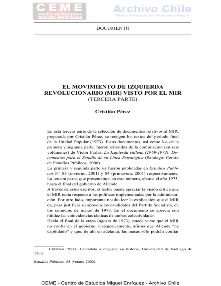 el movimiento de izquierda revolucionario (mir) visto
