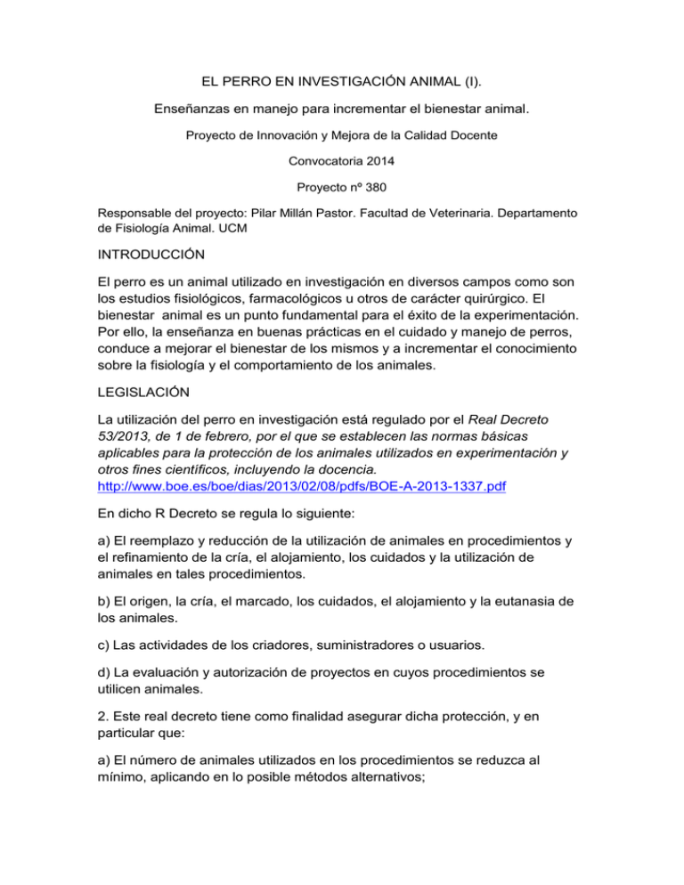 EL PERRO EN INVESTIGACIÓN ANIMAL - E
