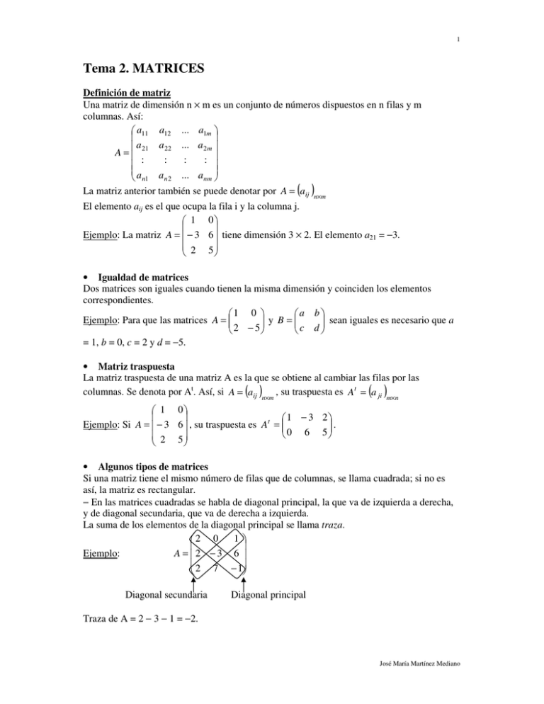 Tema 2. MATRICES