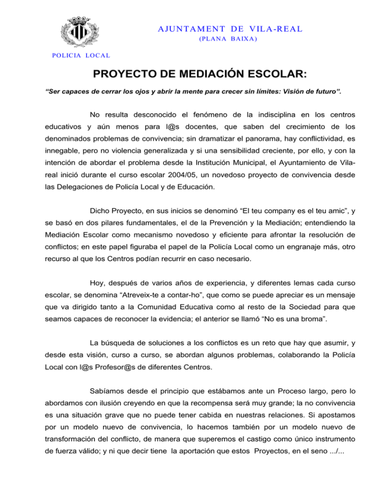 Proyecto de mediación escolar - Ajuntament de Vila-real