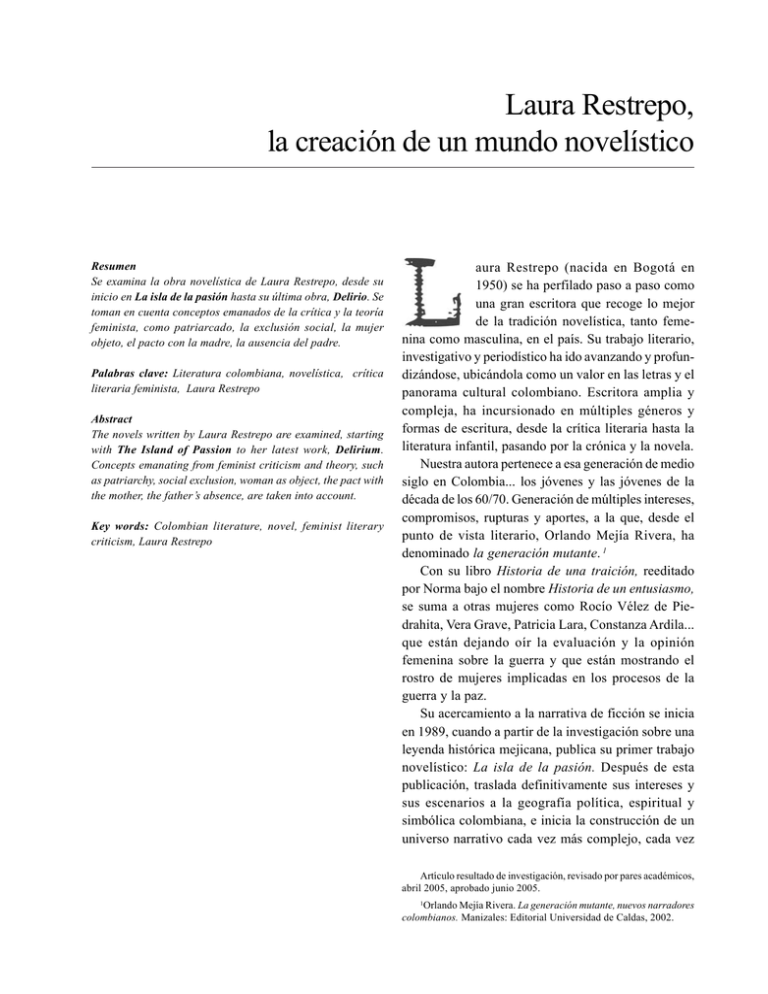 Laura Restrepo, la creación de un mundo novelístico