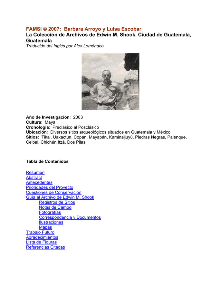 La Colección de Archivos de Edwin M. Shook, Ciudad de