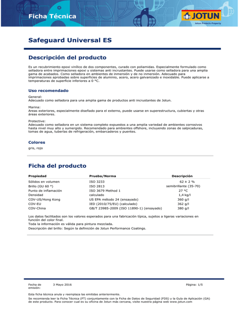 Ficha Técnica Safeguard Universal ES