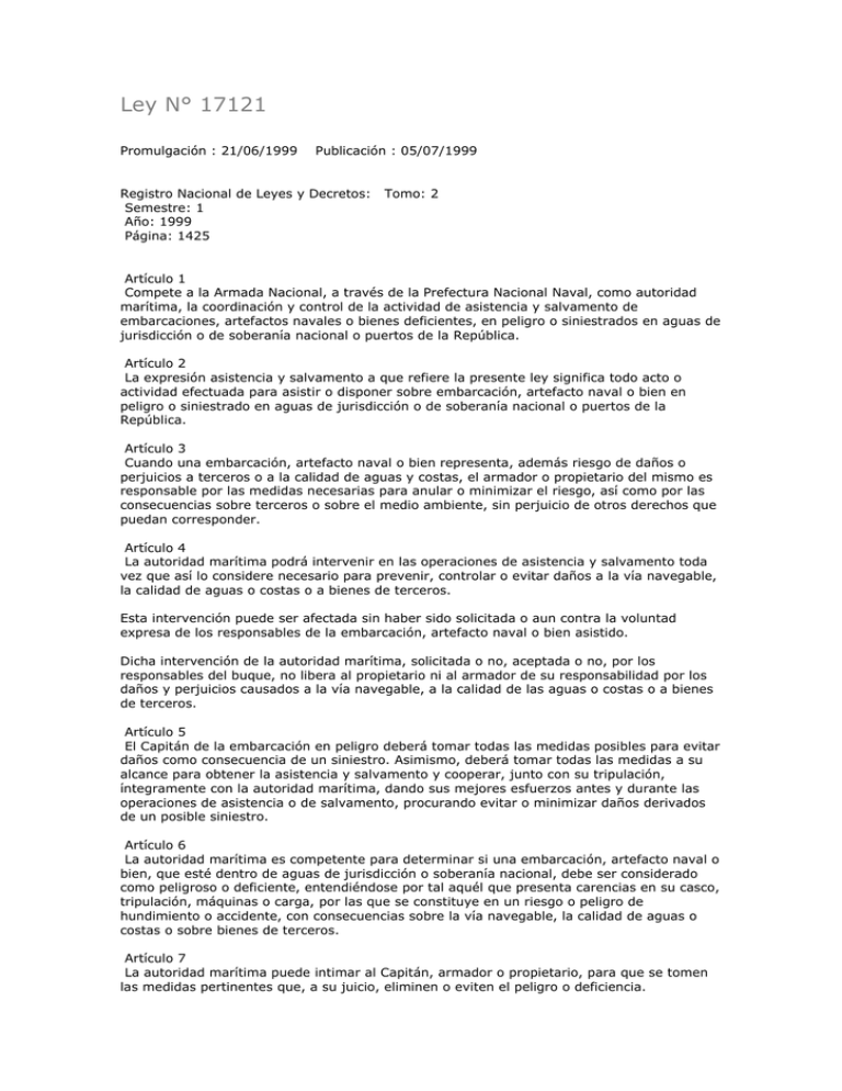 Ley 17.121 - Ronda Uruguay