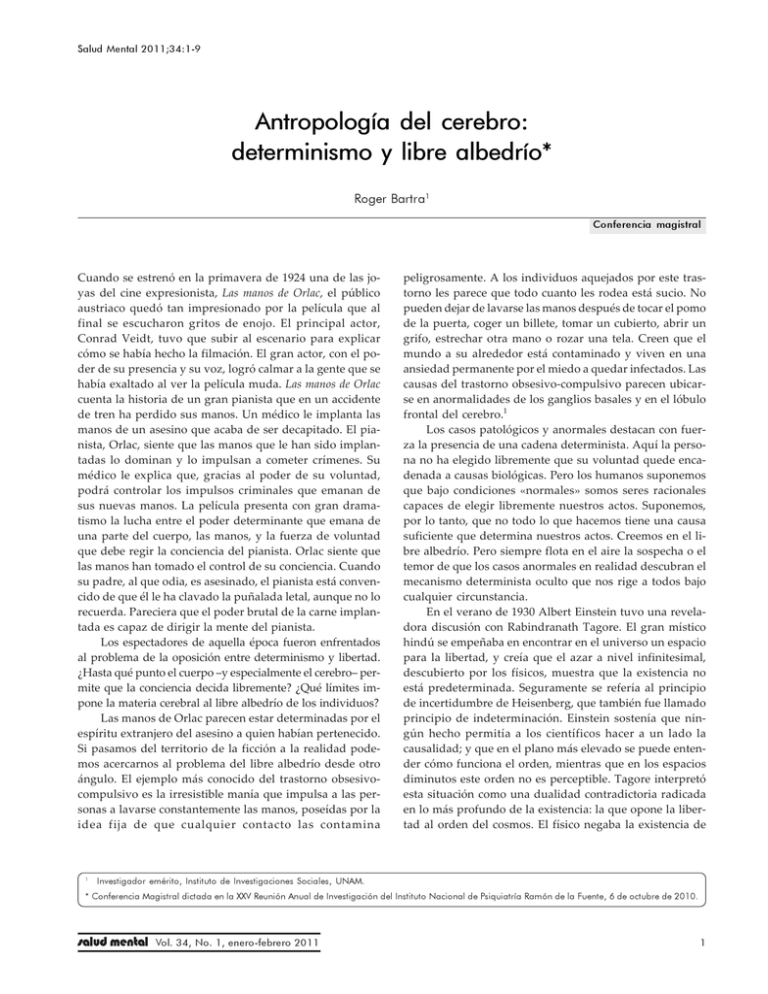 Antropología del cerebro: determinismo y libre albedrío