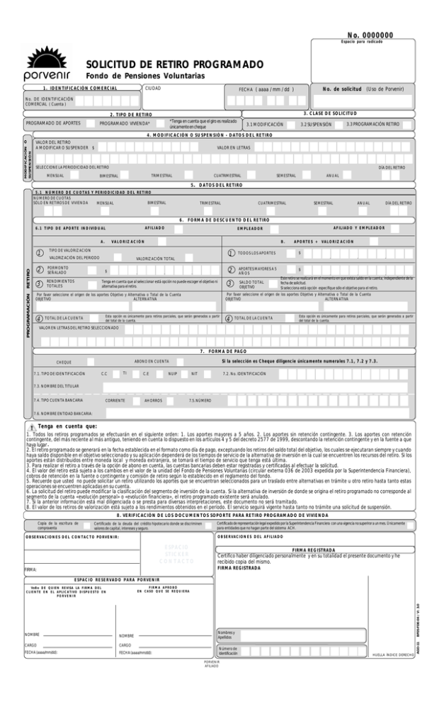 Solicitud de Retiro Programado