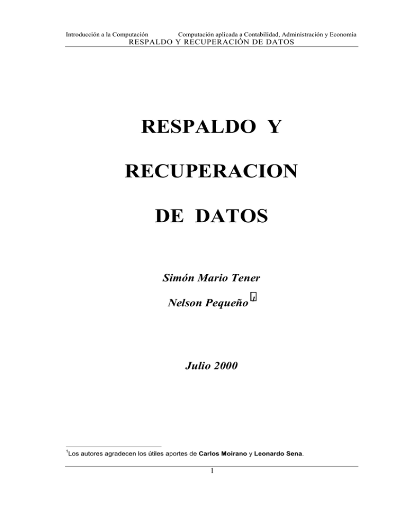 Respaldo y recuperación de datos - FCEA