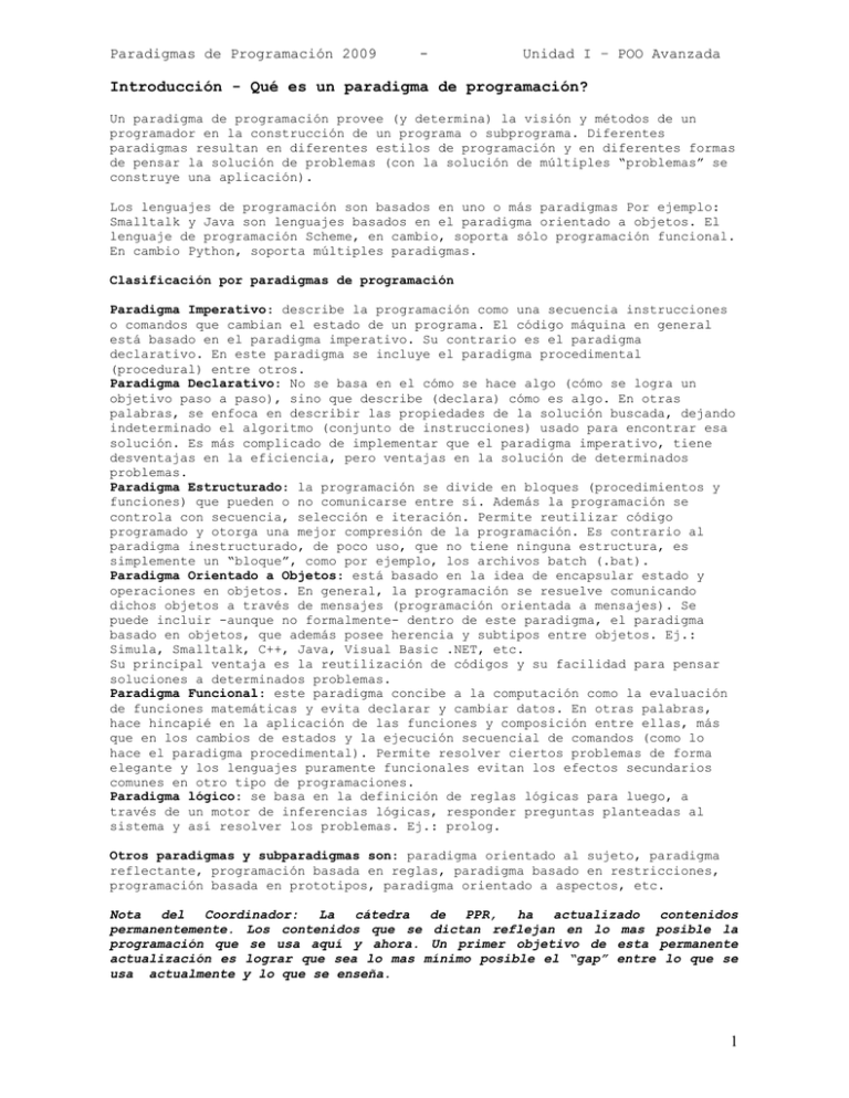 1 Introducción - Qué es un paradigma de programación?