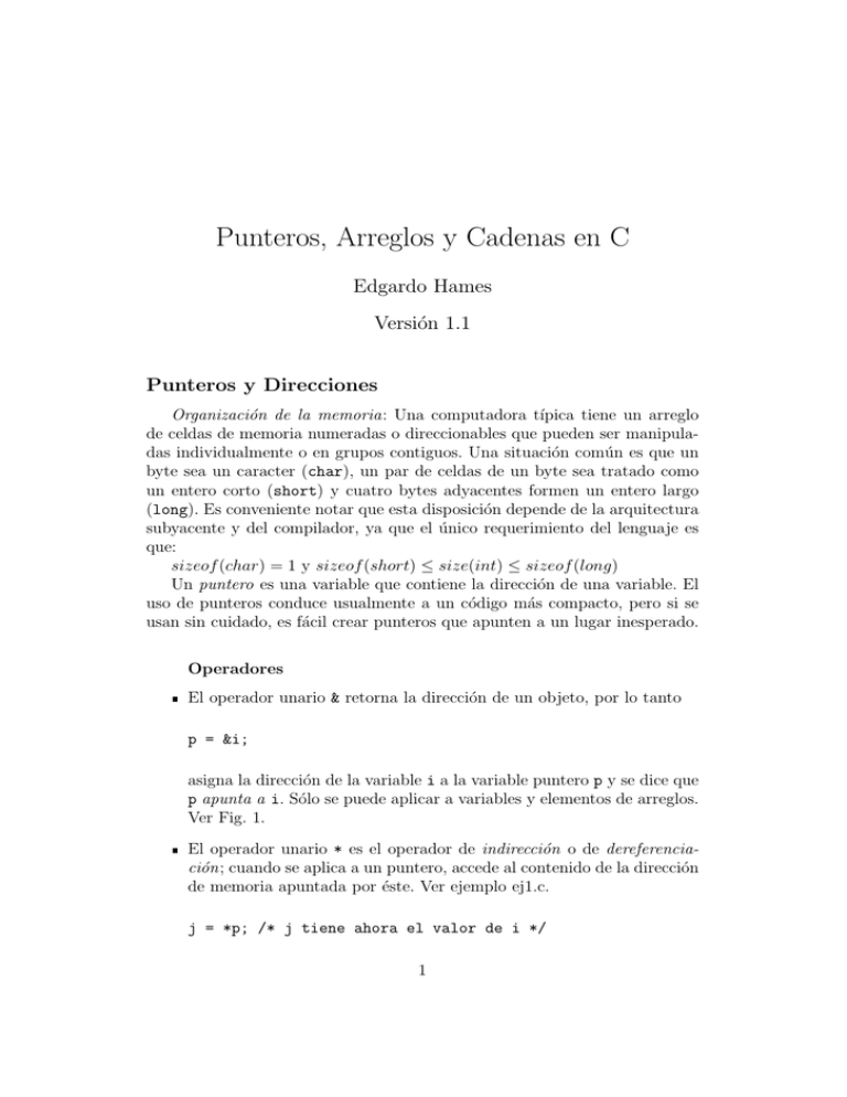 Punteros, Arreglos y Cadenas en C